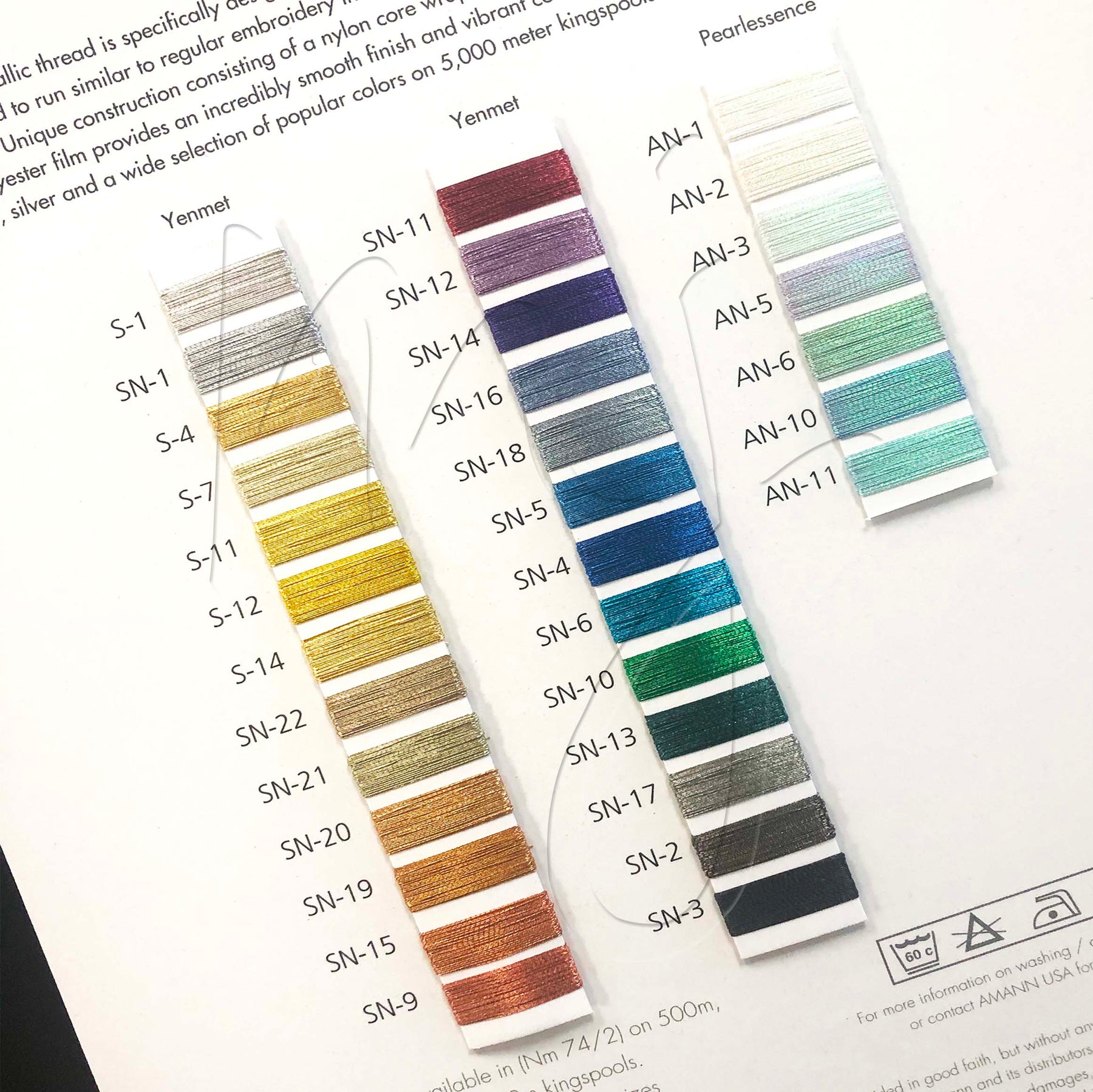 Yenmet Metallic Real Thread Chart – MJ Supply